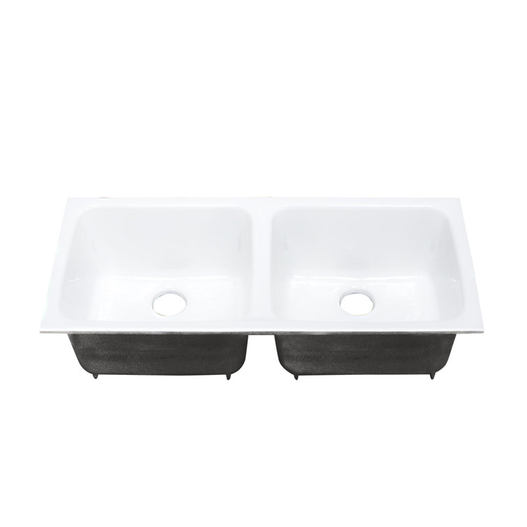 CECO Big Corona 43'' L Undermount Double Bowl Cast Iron Kitchen Sink ...