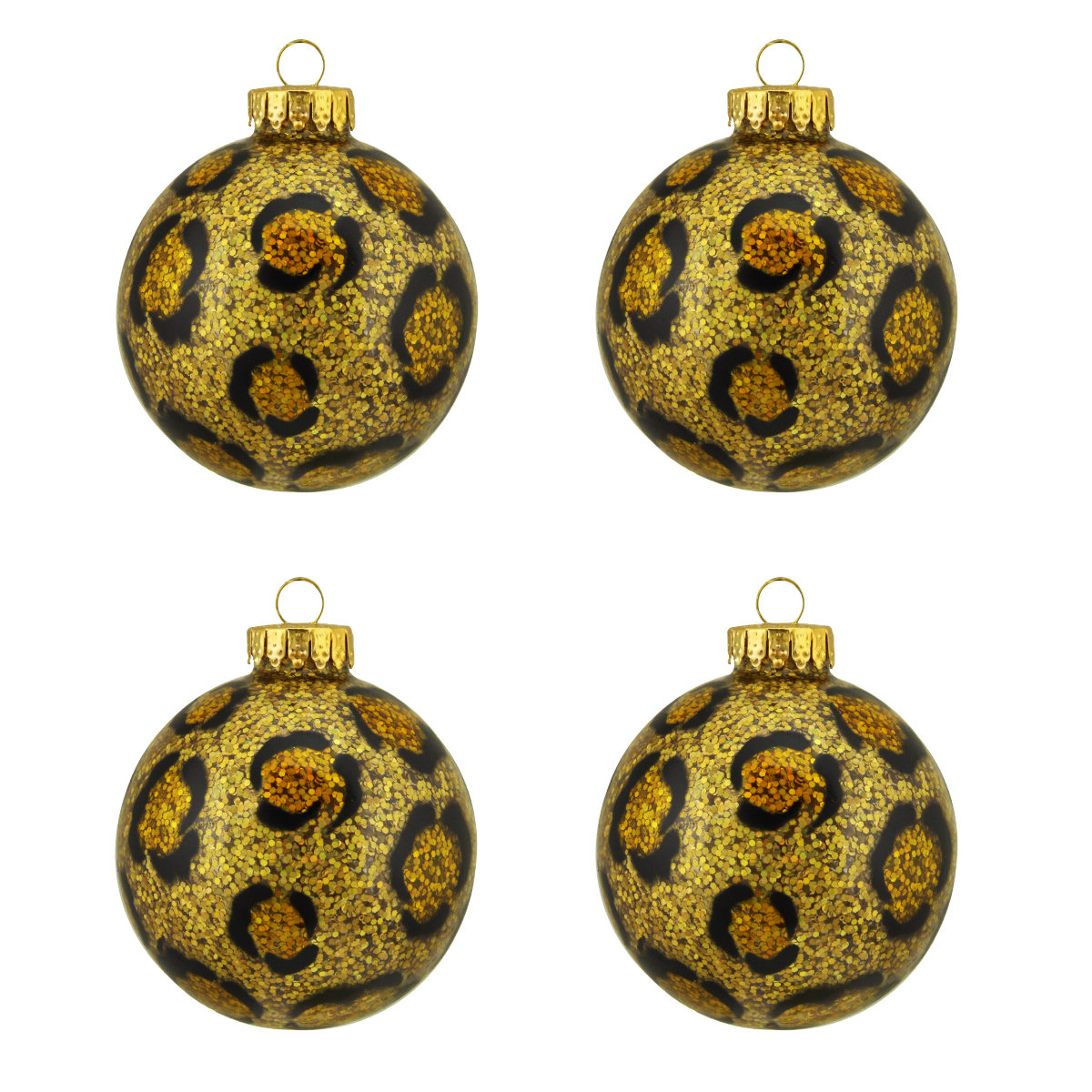 Northlight Diva Safari Gold Glitter Leopard Animal Print Design Glass ...