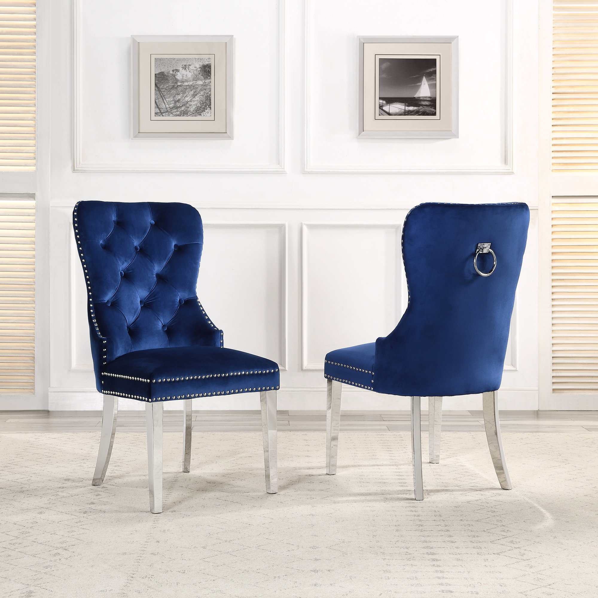 House of Hampton® Devontia Tufted Velvet Metal Parsons Chair | Wayfair