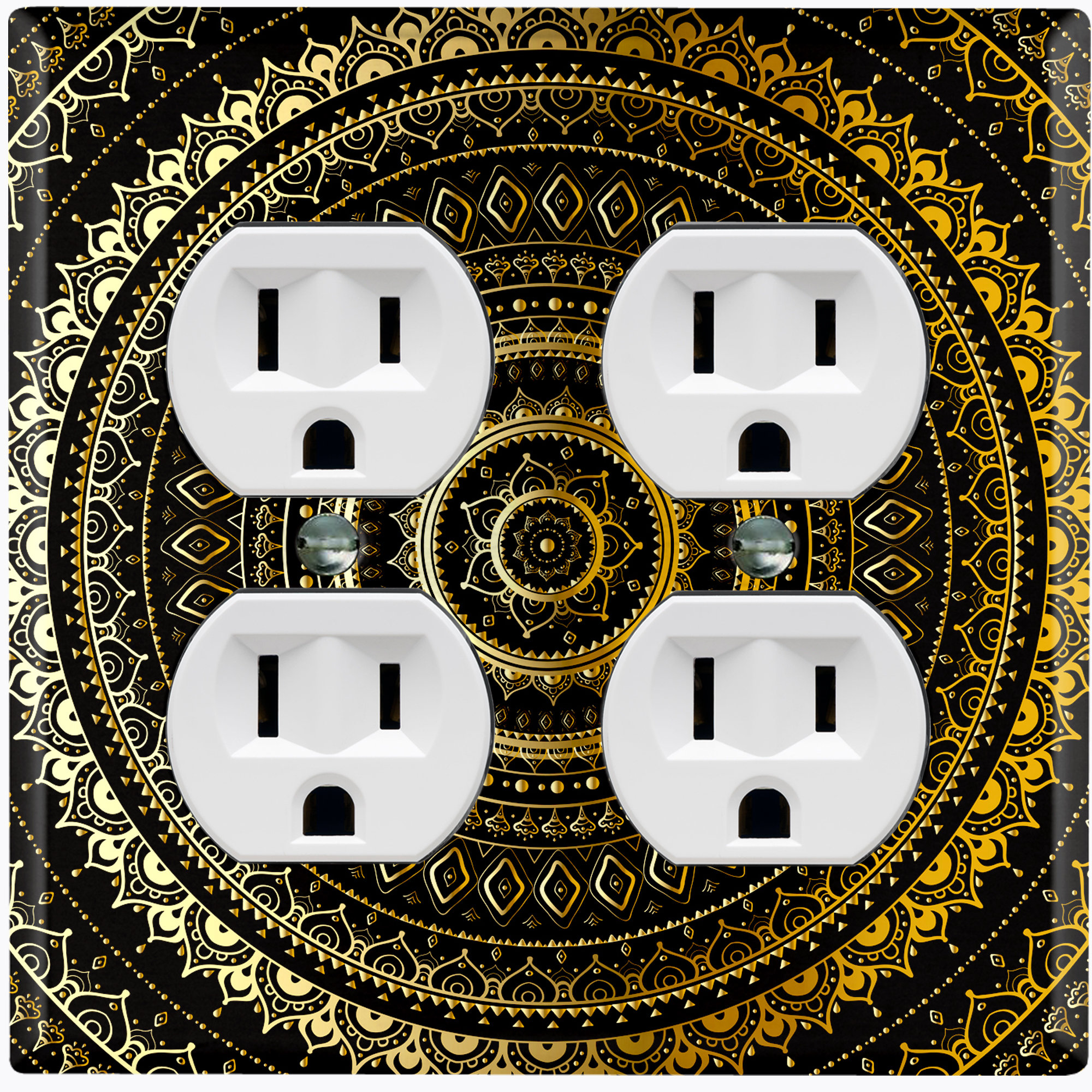 WorldAcc Mandala Circle 2-Gang Duplex Outlet Wall Plate | Wayfair
