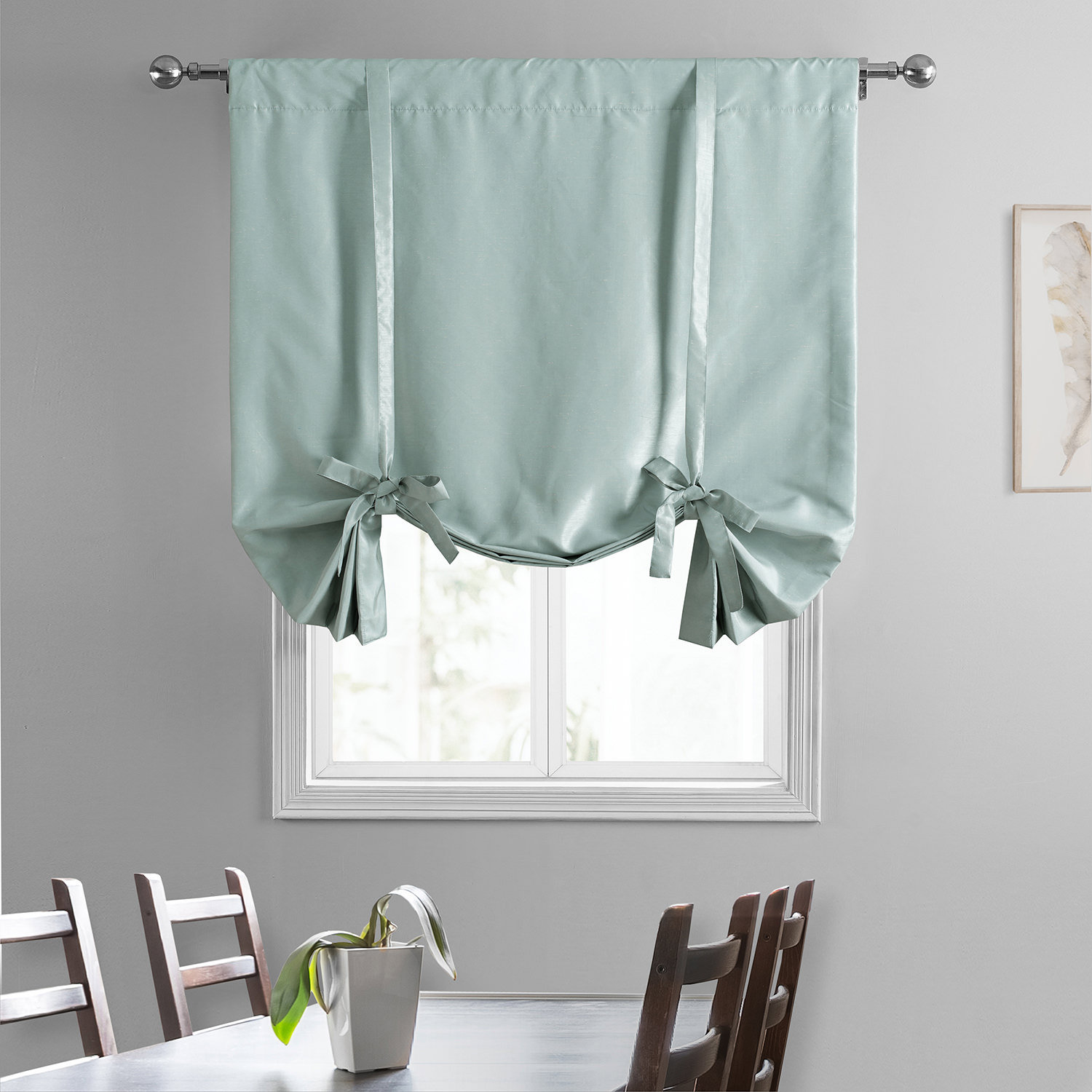 House of Hampton® Vintage Textured Faux Dupioni Silk Room Darkening Tie-Up Window Shade | Wayfair