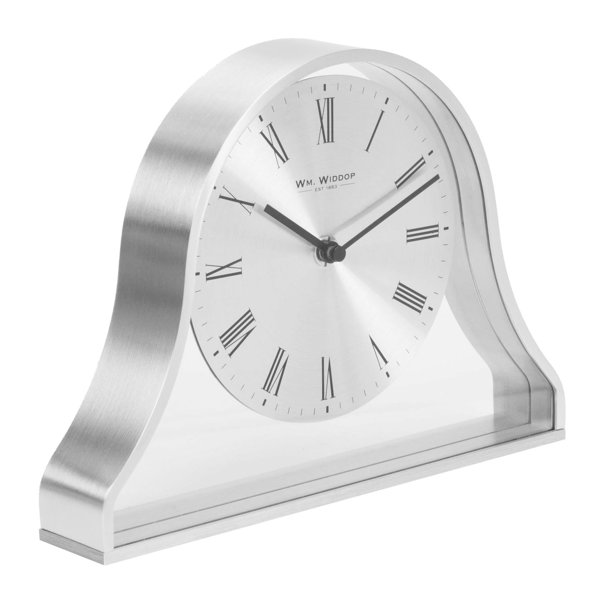 Wm Widdop Analog Metal Quartz Tabletop Clock in Silver | Wayfair.co.uk