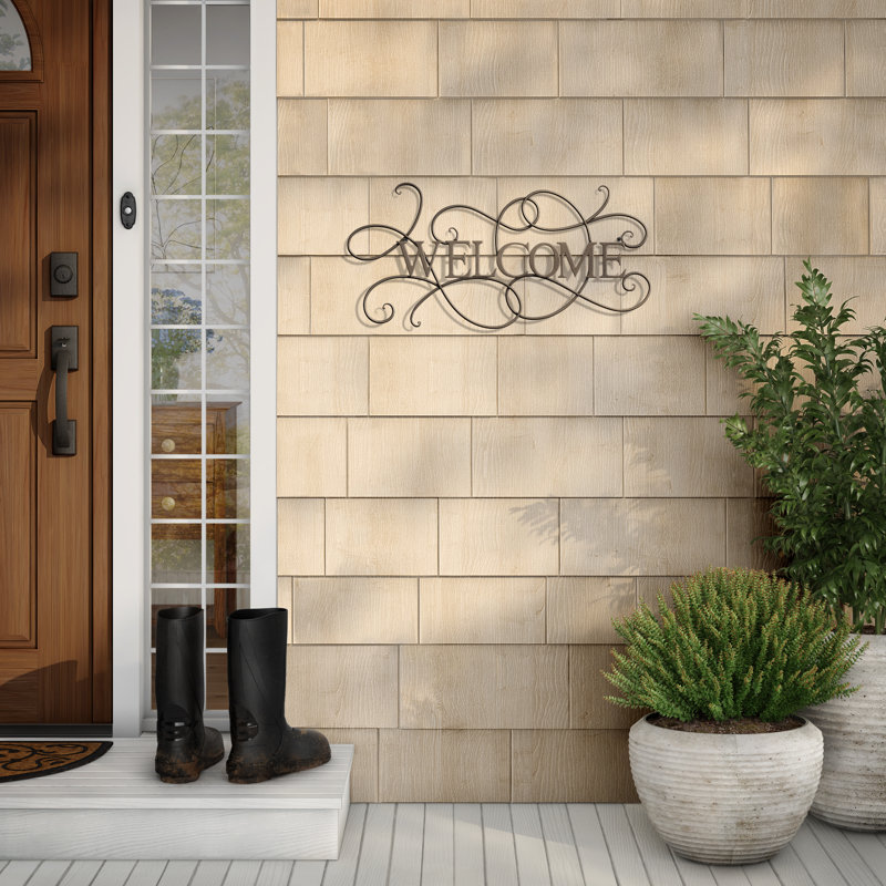 Rosalind Wheeler Elegant Scrolled Welcome Wall Decor & Reviews | Wayfair