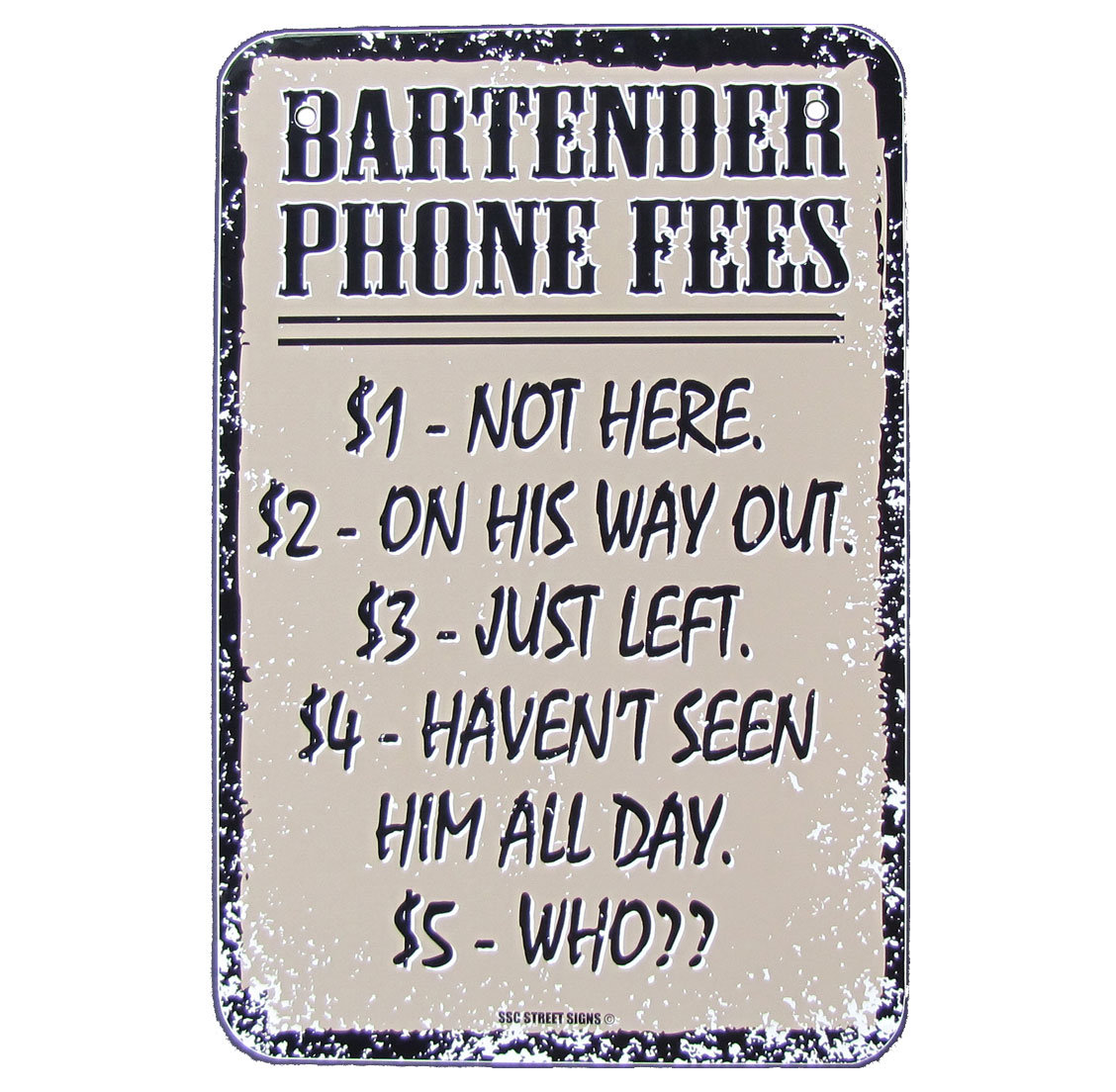 Treasure Gurus Bar Phone Fees Pub Tavern Bartender Tin Sign Vintage Re ...