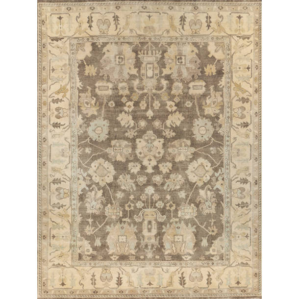 Exquisite Rugs Antique Weave Oushak Handmade Hand-Knotted Wool Ivory ...