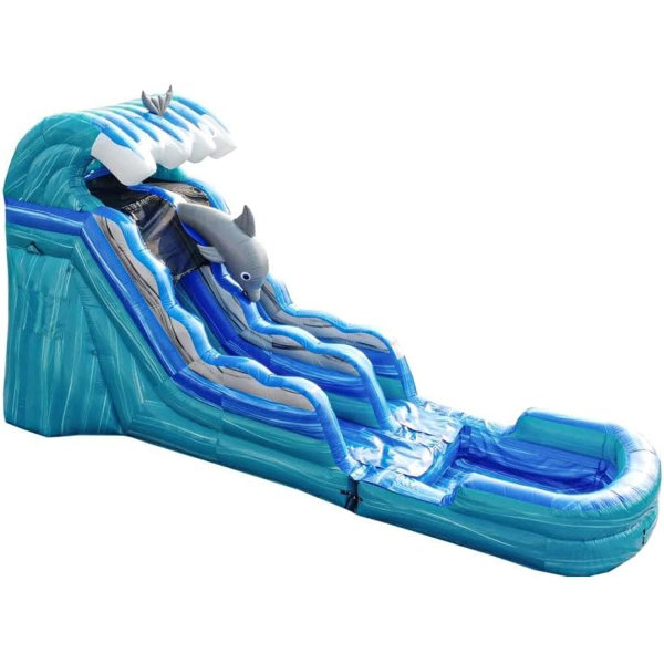 Jumporange 15’ Dolphin Water Slide Inflatable With Splash Pool ...