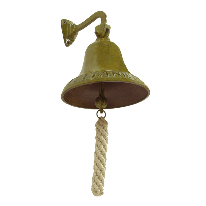 Breakwater Bay Baines Large Brass Wall Mount Titanic Hanging Ships Bell ...
