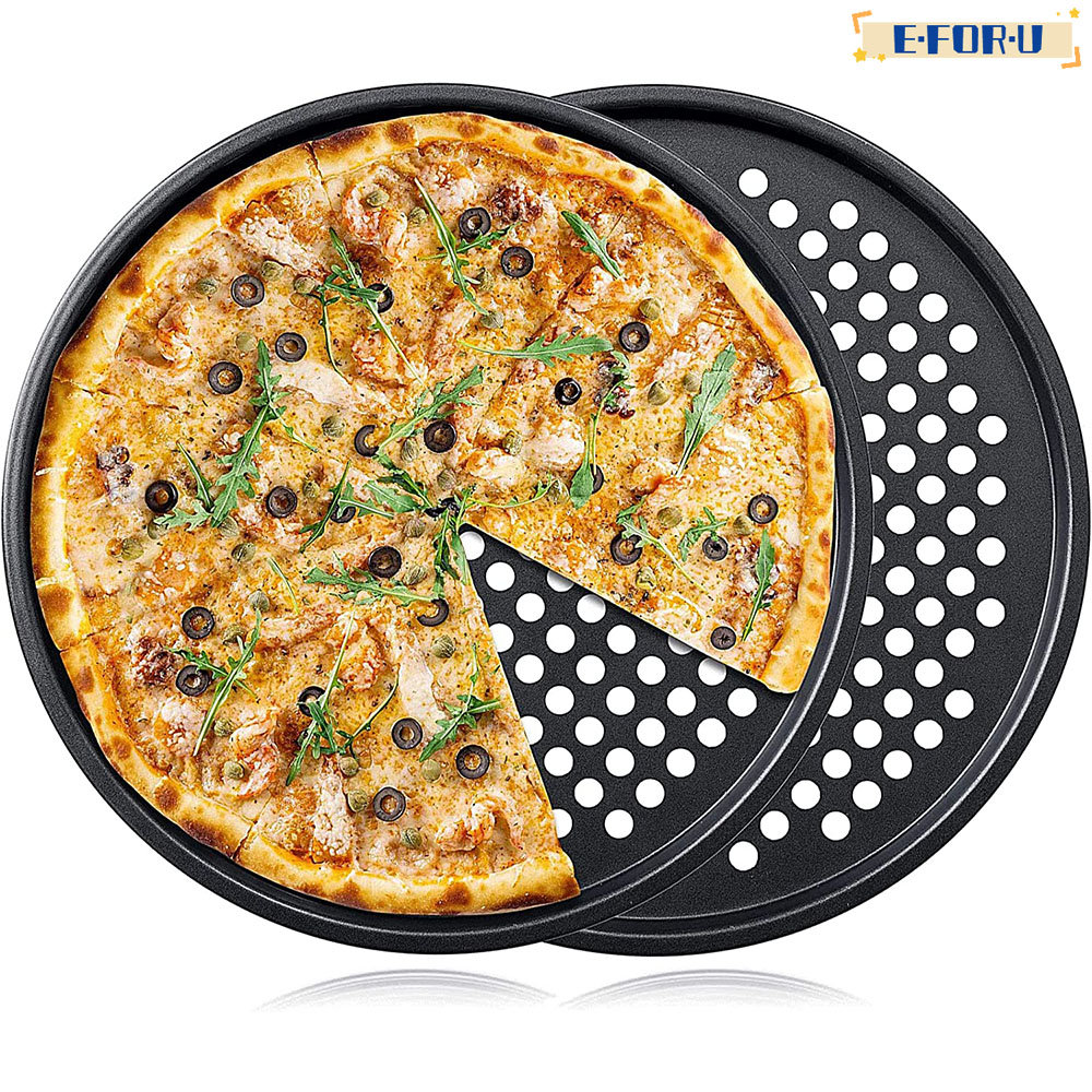 E.FOR.U Pizza Pans,Baking Tray Perforated Pizza Plate Nonstick Carbon ...