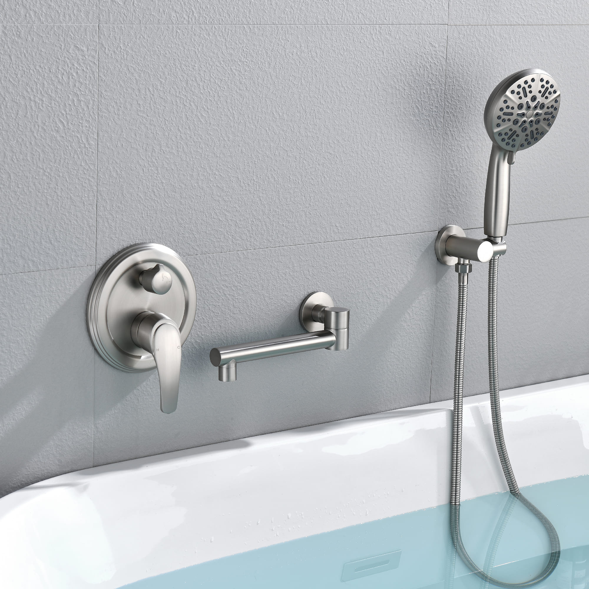 KIKO HOME Single Handle Wall Mounted Roman Tub Faucet with Handshower ...