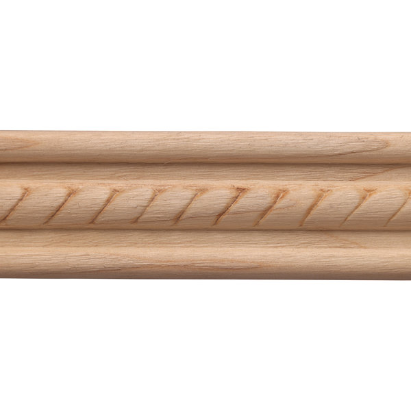 Ornamental Mouldings Hardwood Embossed Rope Detail Trim Moulding 1" H x ...
