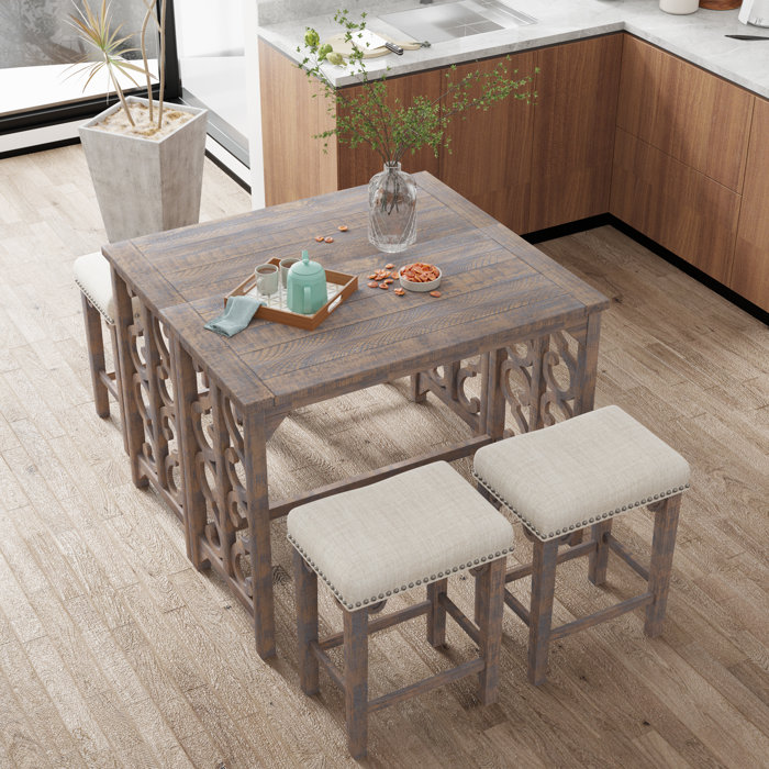 August Grove® Adysen Counter Height Drop Leaf Dining Set | Wayfair