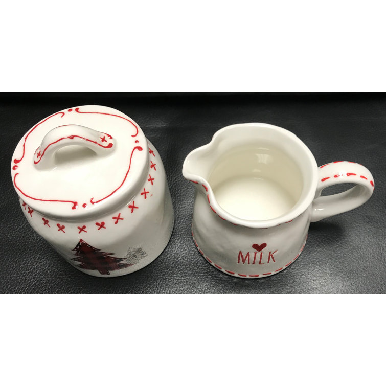 Red Vanilla Sugar And Creamer Set with Lid & Reviews | Wayfair