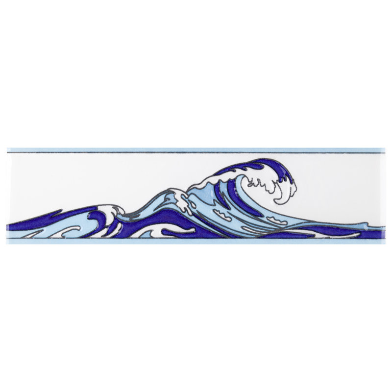 Merola Tile Captain Kanagawa Wave 2" x 8" Glossy Ceramic Specialty Trim ...
