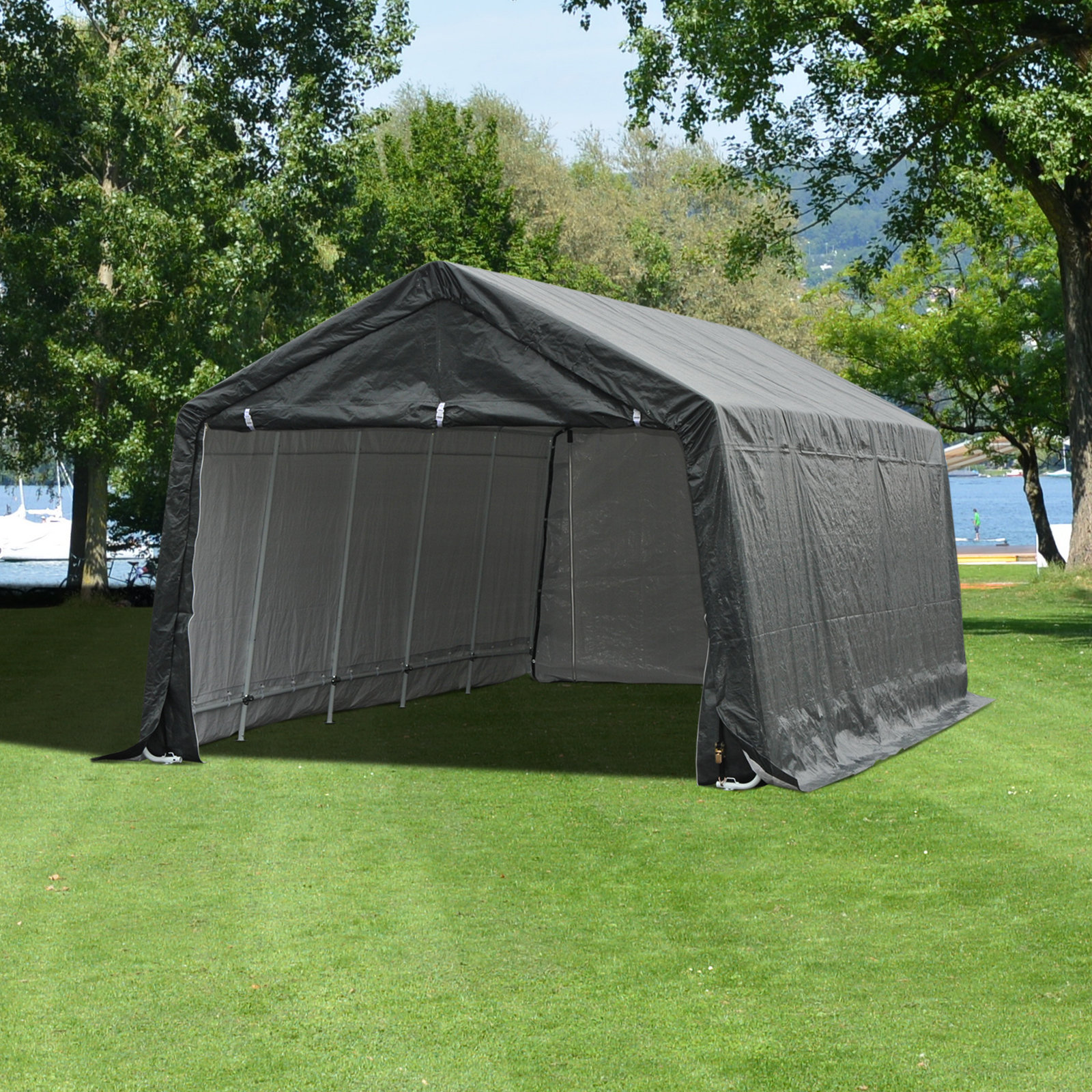 Outsunny 12 Ft. W x 20 Ft. D Garage & Reviews | Wayfair