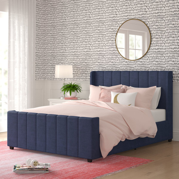 Navy-blue-queen-bed-frame | Wayfair