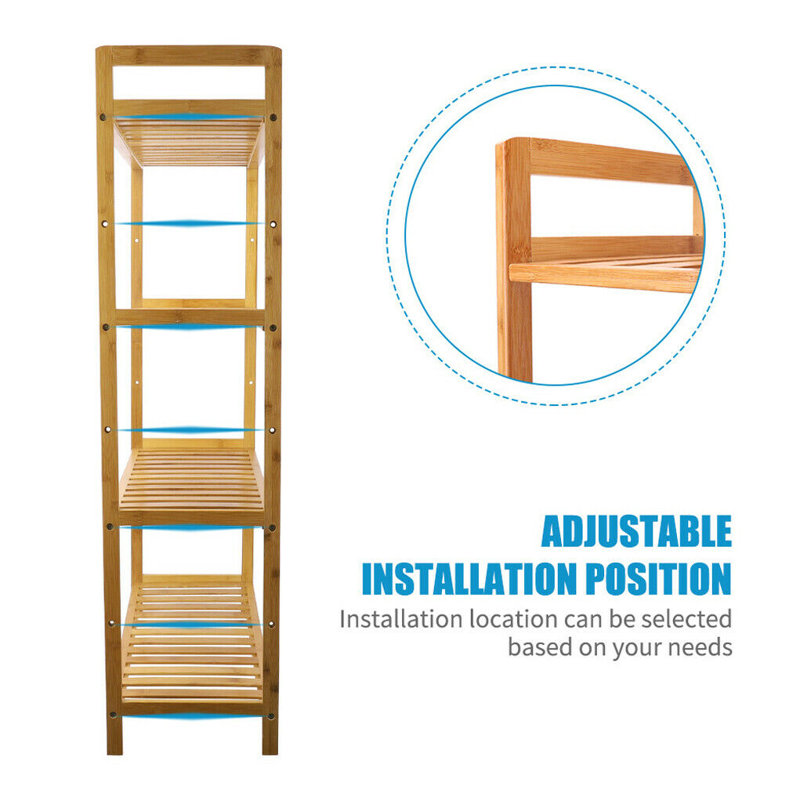 Rebrilliant Tall 4 Tier Bamboo Wood Storage Rack Kitchen Shelving ...