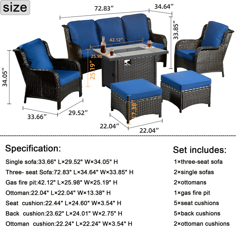 XIZZI NTC 6 Piece Complete Patio Set with Cushions & Reviews | Wayfair