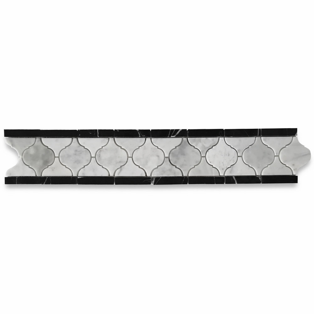 Marble Online 4" x 11" Marble Arabesque Mosaic Wall & Floor Tile ...