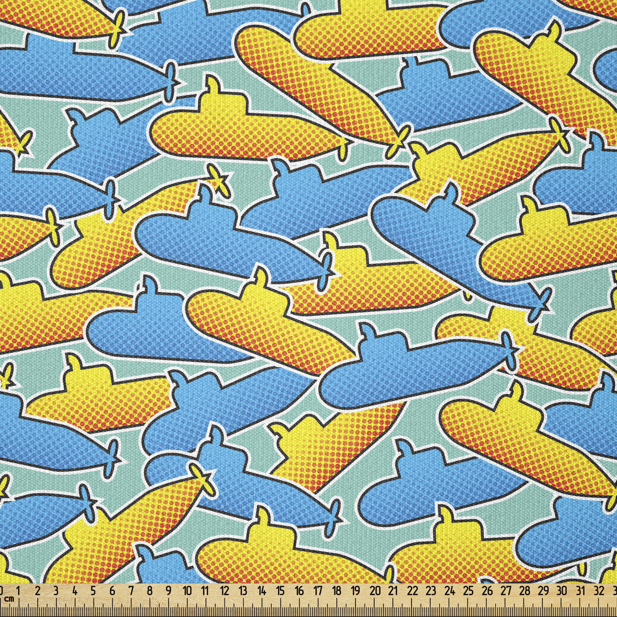 East Urban Home Yellow Submarine Fabric By The Yard, Pop Art Style ...