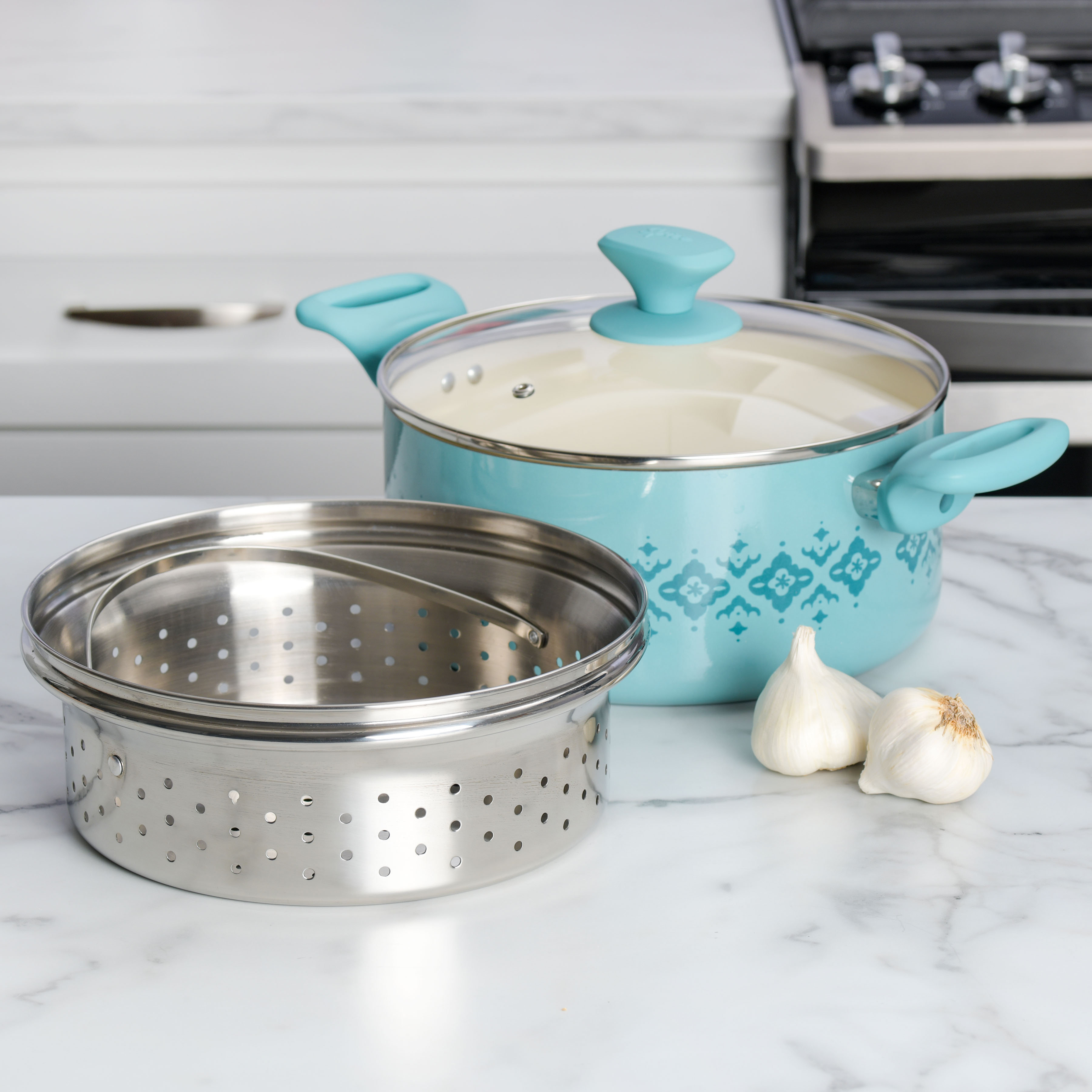 Spice By Tia Mowry Savory Saffron 5 Quarts qt. Non-Stick Aluminum Round ...
