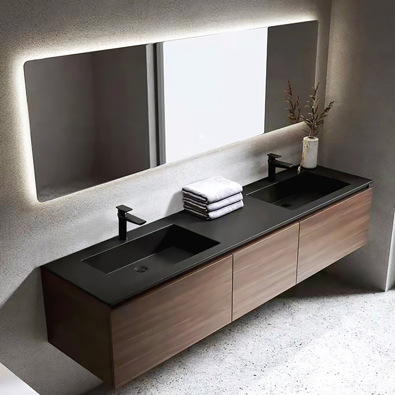 Wade Logan® Avangelina 59" Wall-Mounted Double Bathroom Vanity Set ...