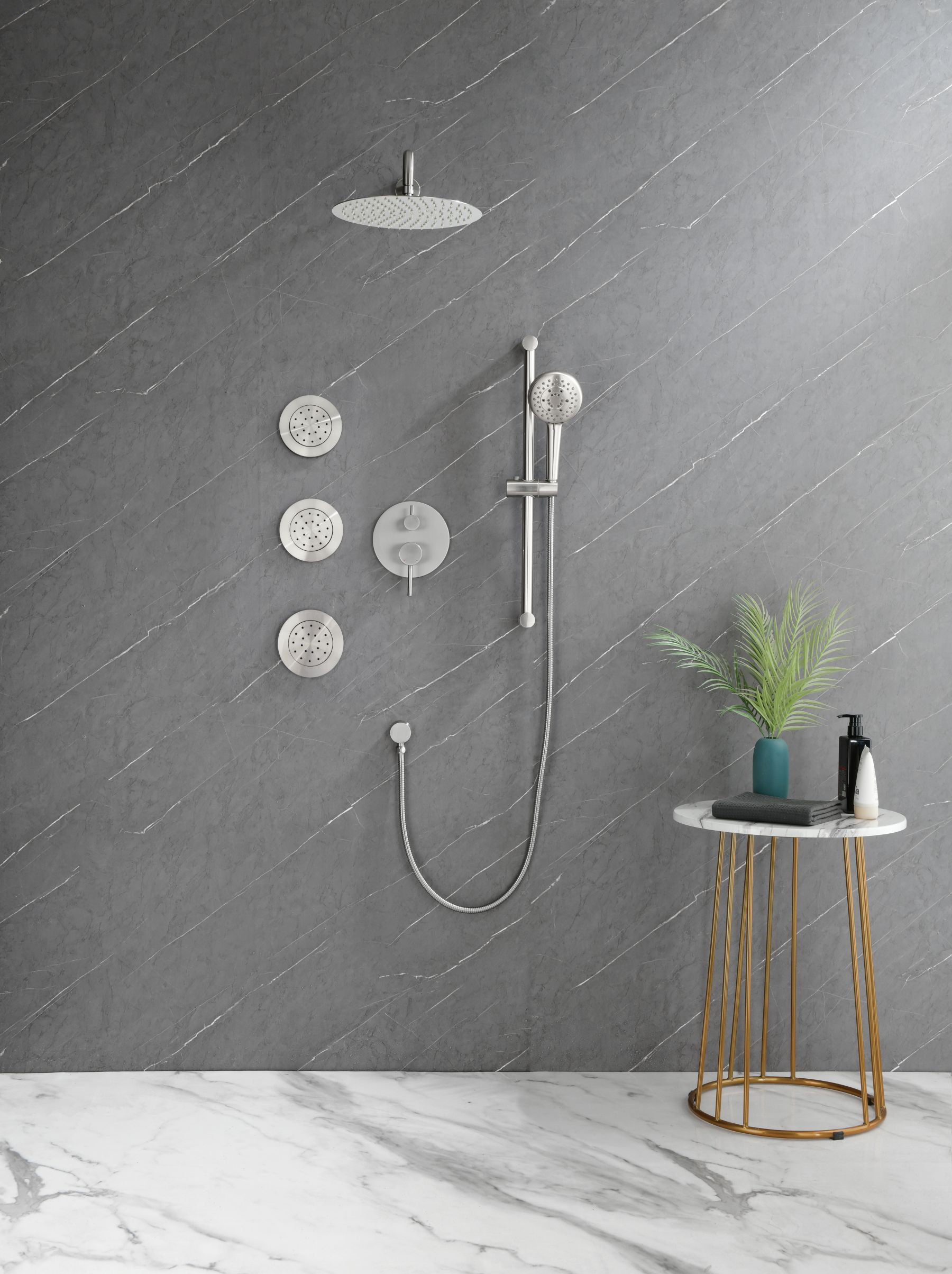 HHK HOME Shower System With Shower Head, Hand Shower, Slide Bar ...