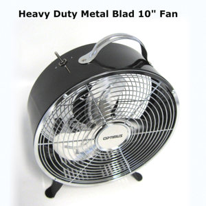 Optimus F-6310RD 10 Inch 2 Speed Portable Retro Drum Fan In Black | Wayfair
