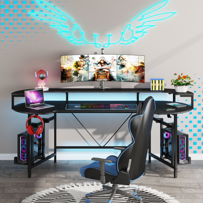 Inbox Zero Kussai Height Adjustable Curved Gaming Desk - Wayfair Canada