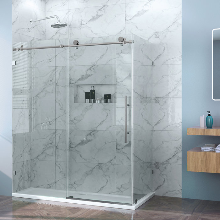 VTI 60" W x 32" D x 72" H Frameless Rectangle Shower Enclosure ...