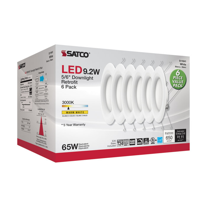Satco 7.48" 3000K Remodel LED Retrofit Recessed Lighting Kit | Perigold