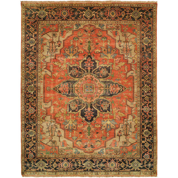 Shalom Brothers Jules Serapi Handmade Hand-Knotted Wool Beige/Orange ...