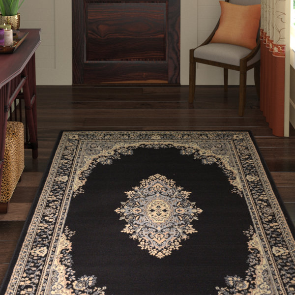 World Menagerie Balthrop Power Loom Performance Black Rug & Reviews ...