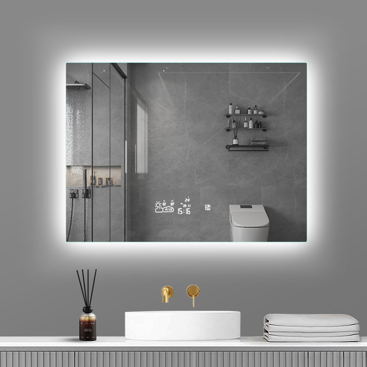 Orren Ellis Rectangle LED Wall Mirror | Wayfair