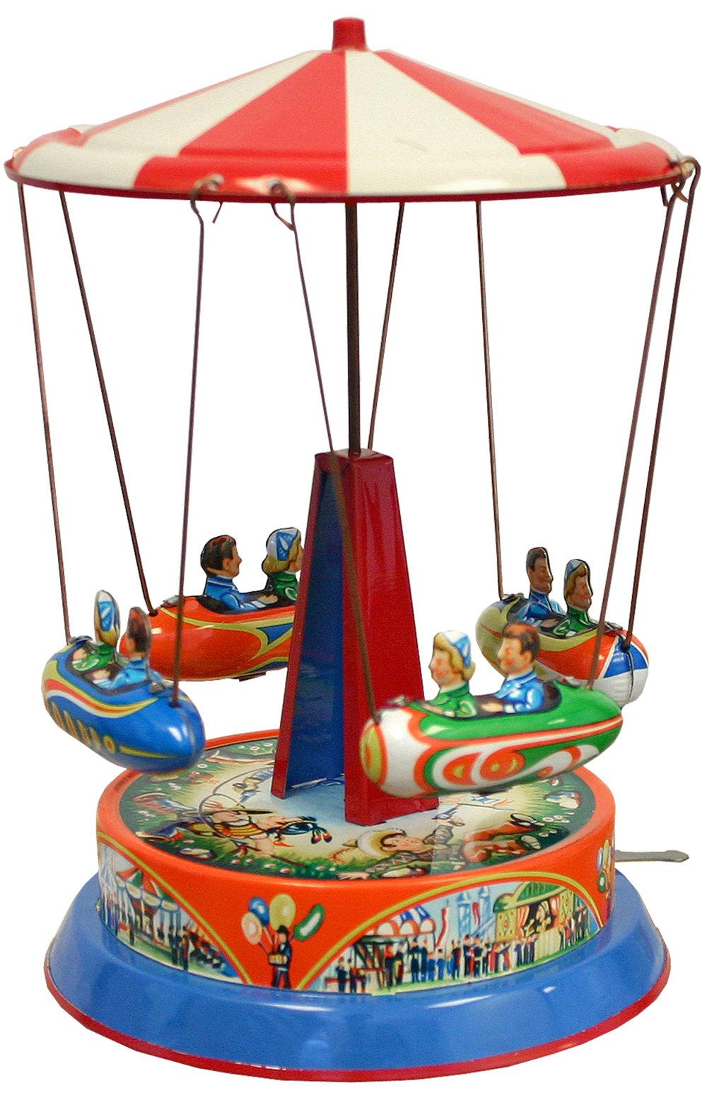 Alexander Taron German Decorative Tin Carousel Toy with Rocket Ships on ...