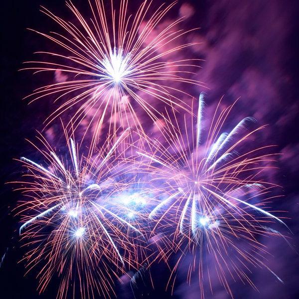 Ebern Designs Set of Fireworks by Dovapi - Wrapped Canvas Photograph ...