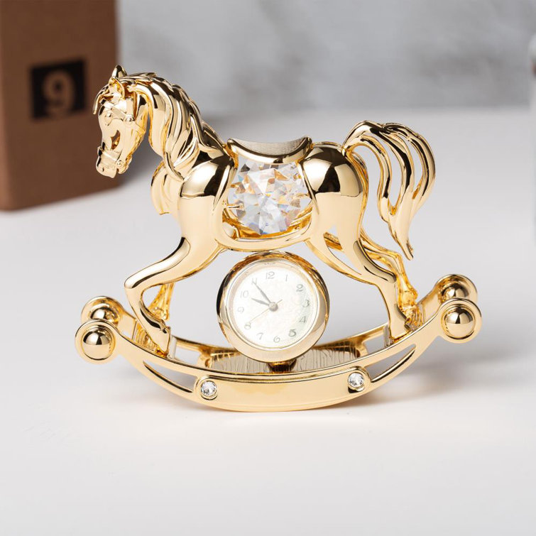 MatashiCrystal Crystal Studded Rocking Horse Desk Clock Figurine ...
