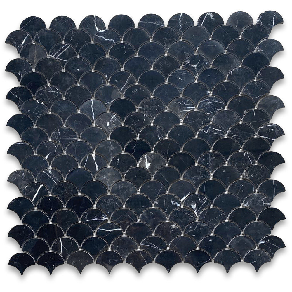 Marble Online 10" x 9" Marble Fish Scale Mosaic Wall & Floor Tile | Wayfair