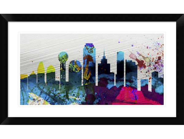 Naxart Dallas City Skyline Framed On Paper Graphic Art | Wayfair