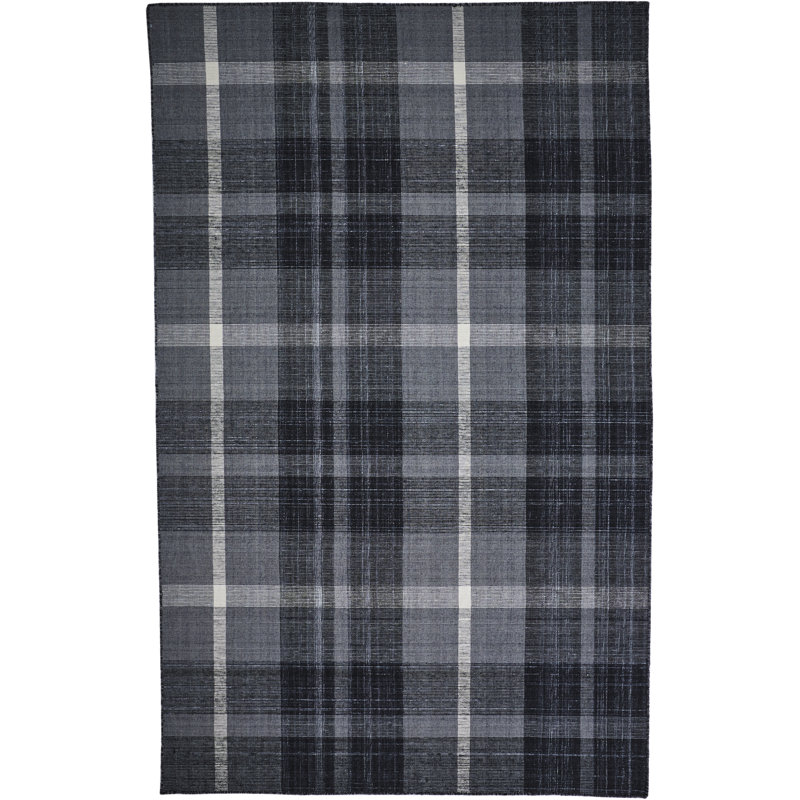 August Grove® Pender Plaid Handwoven Black/Gray Area Rug & Reviews ...