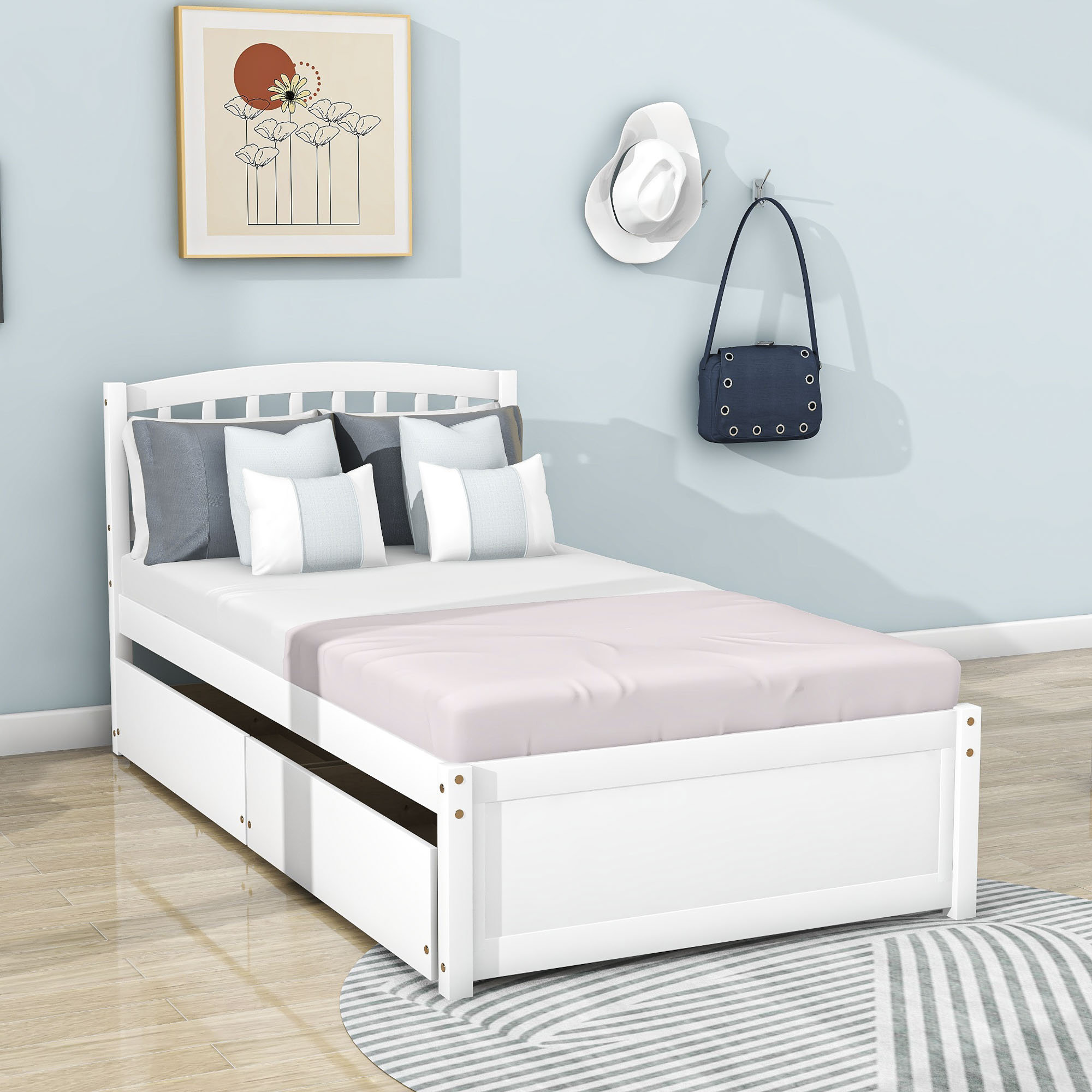 Red Barrel Studio® Twin Size 2 Drawers Platform Bed with Headboard ...