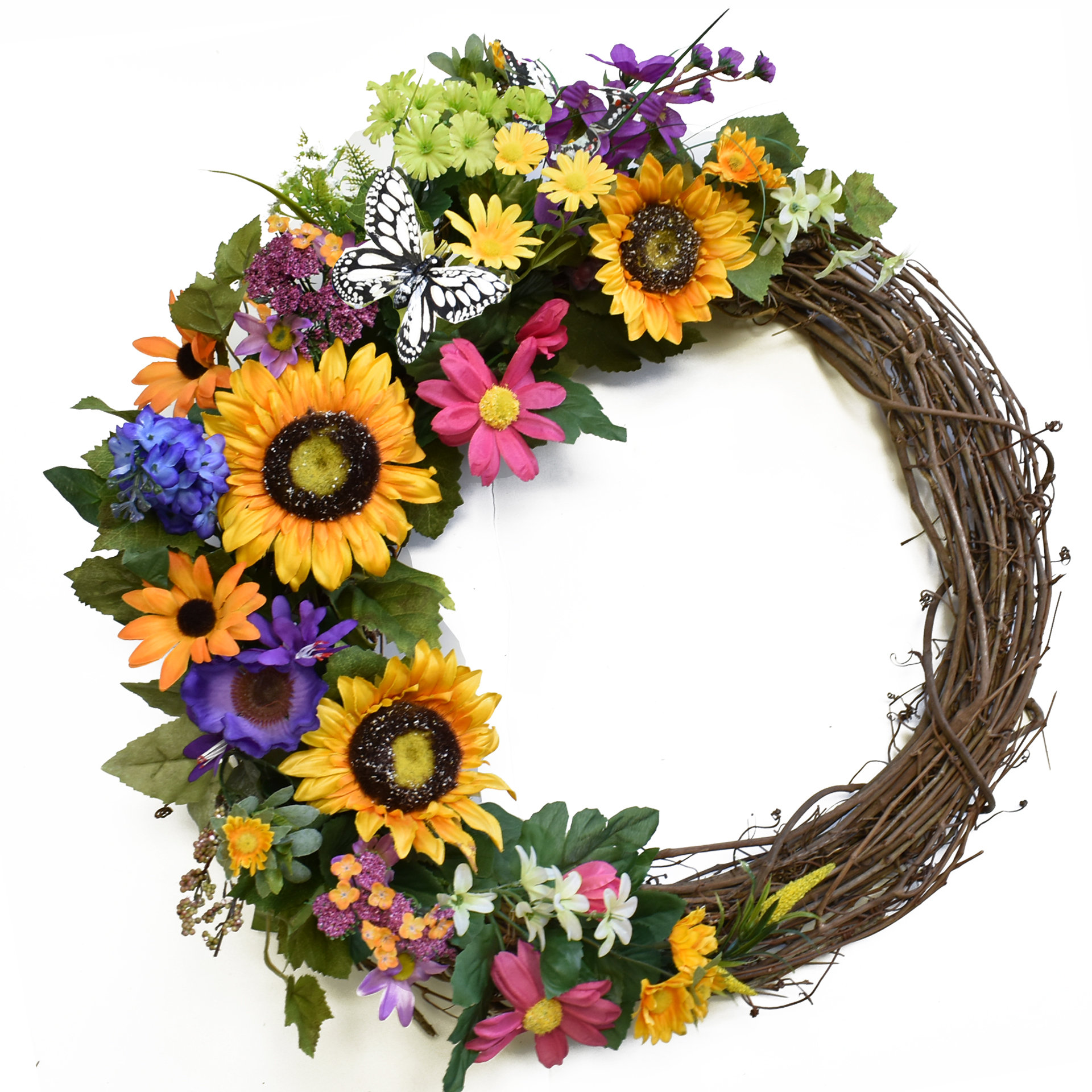 August Grove® Faux Mixed Assortment Silk 20'' Wreath & Reviews | Wayfair