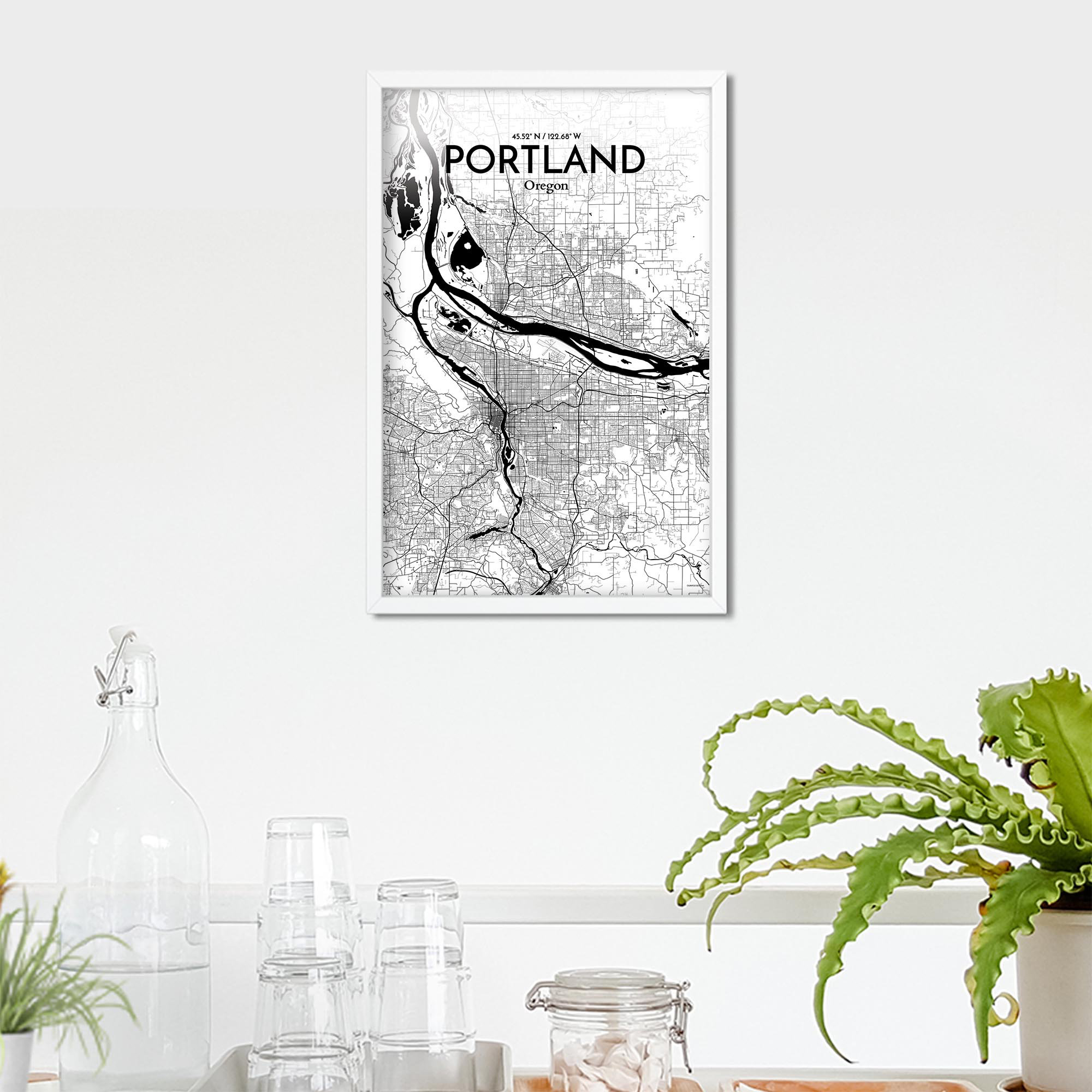 OurPoster.com Portland City Map On Paper Graphic Art | Wayfair