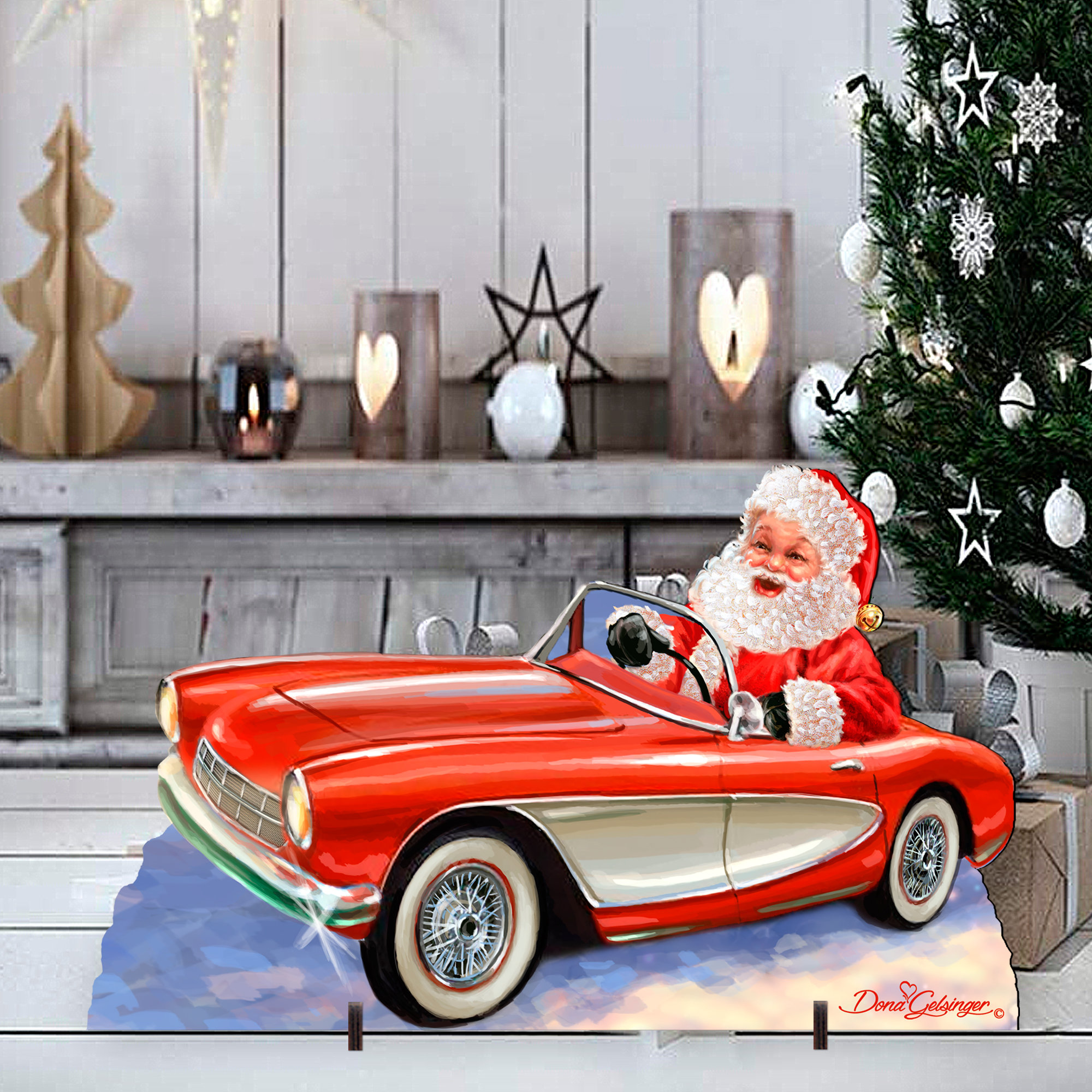 Designocracy Santa Sports Car Home and Outdoor Decor Lawn Art/Figurine ...