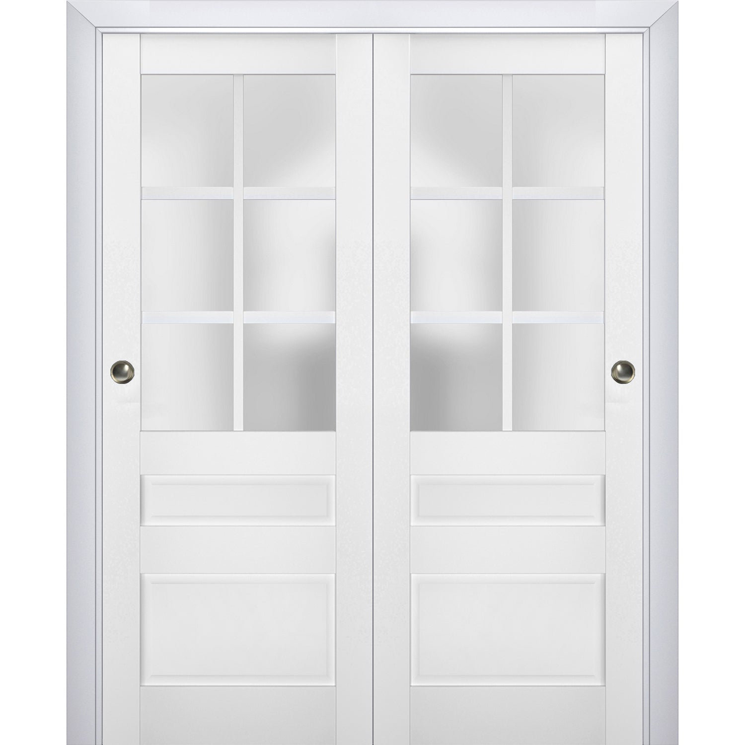 SARTODOORS Veregio Frosted Glass Paneled Wood Sliding Closet Doors ...