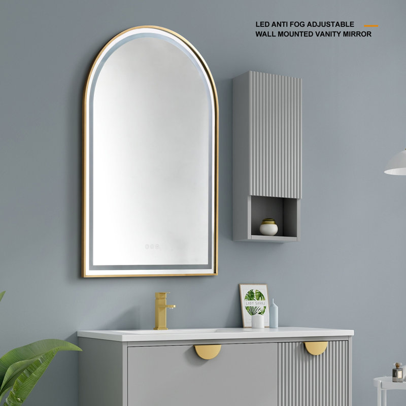 Orren Ellis Gerrold Arch LED Metal Wall Mirror & Reviews | Wayfair