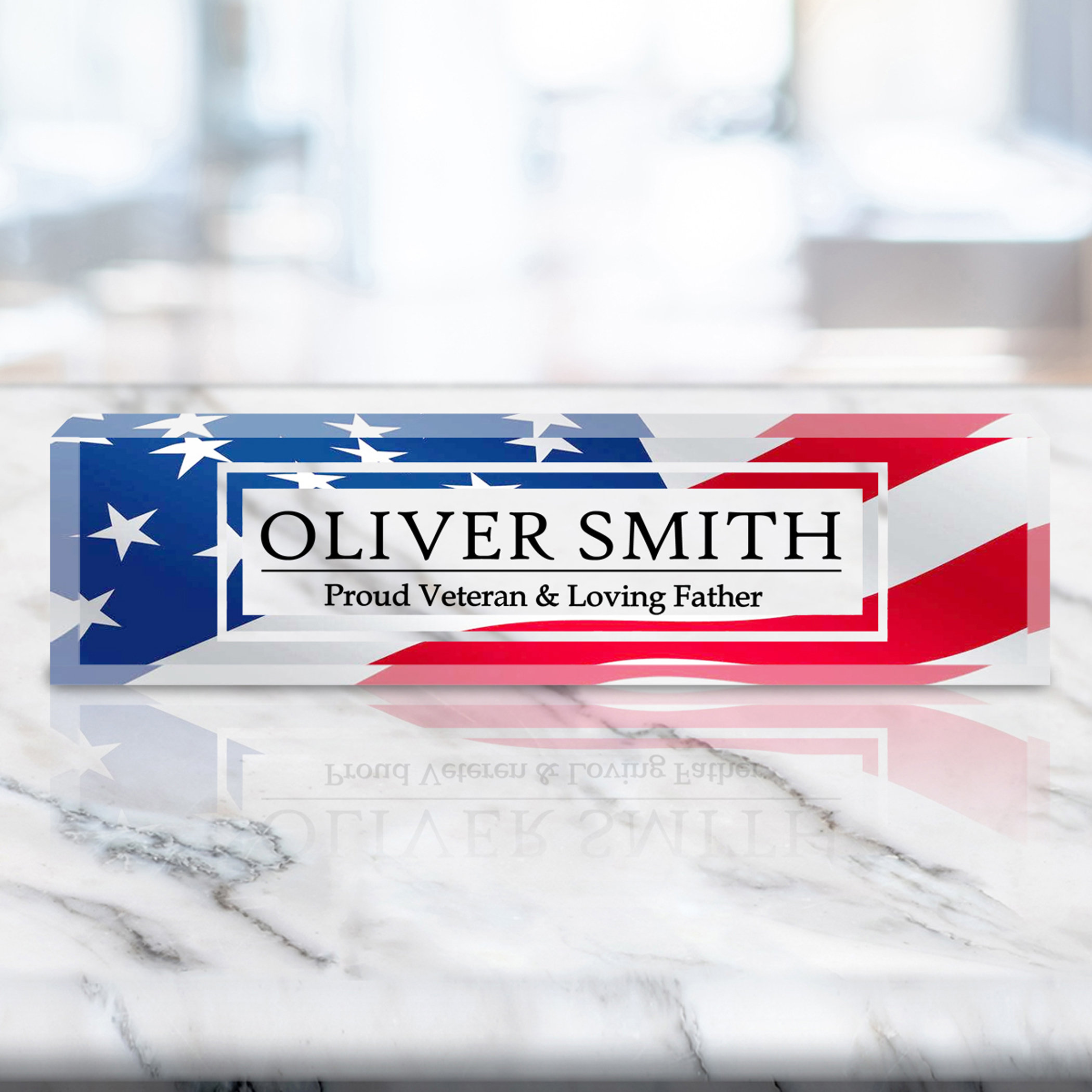 Trinx Etheleen Personalized American Flag Name Plate | Wayfair