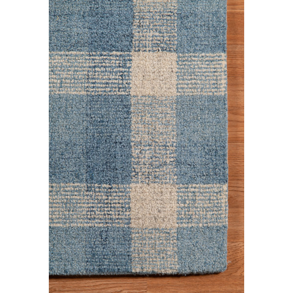 Highland Dunes Maney Handmade Wool Blue Rug & Reviews | Wayfair
