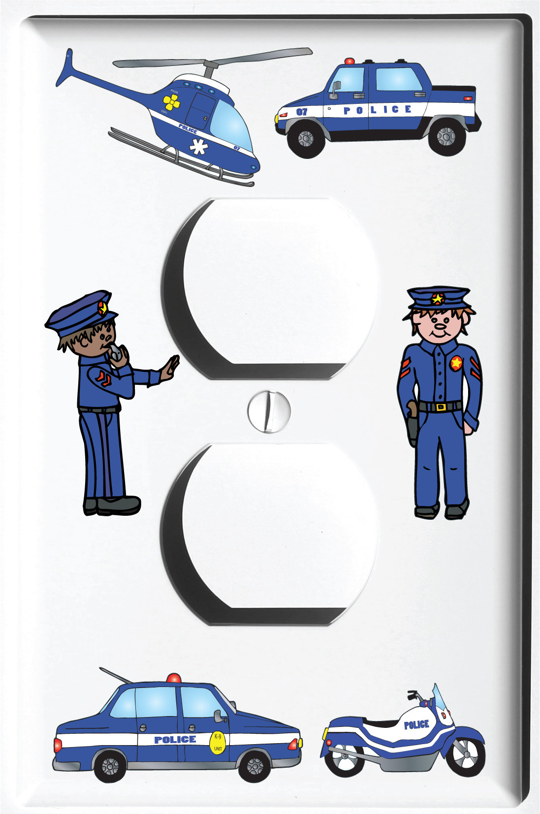 Presto Chango Decor Police 1-Gang Duplex Outlet Wall Plate | Wayfair