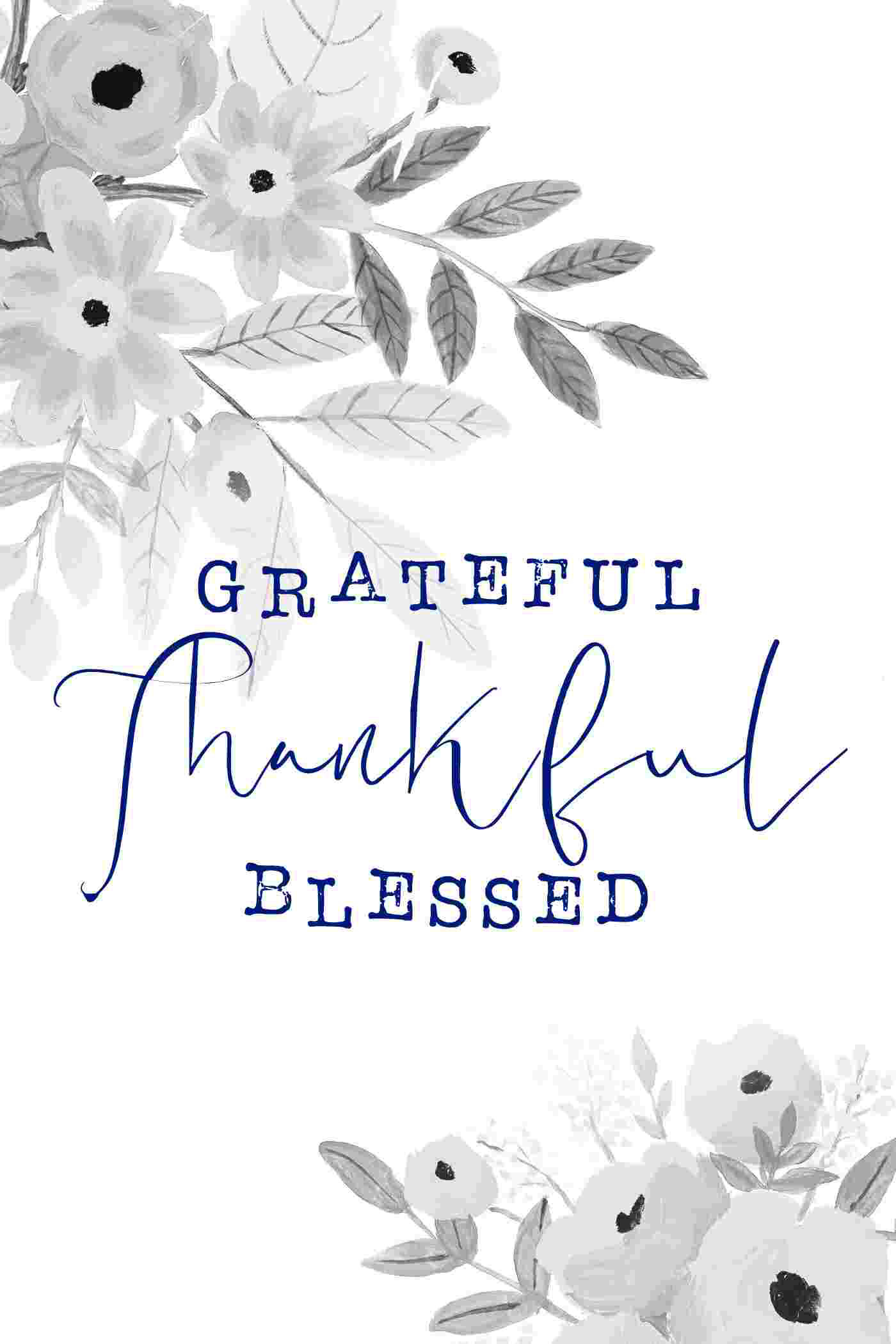 Trinx Grateful Blessed Gray - Wrapped Canvas Graphic Art | Wayfair