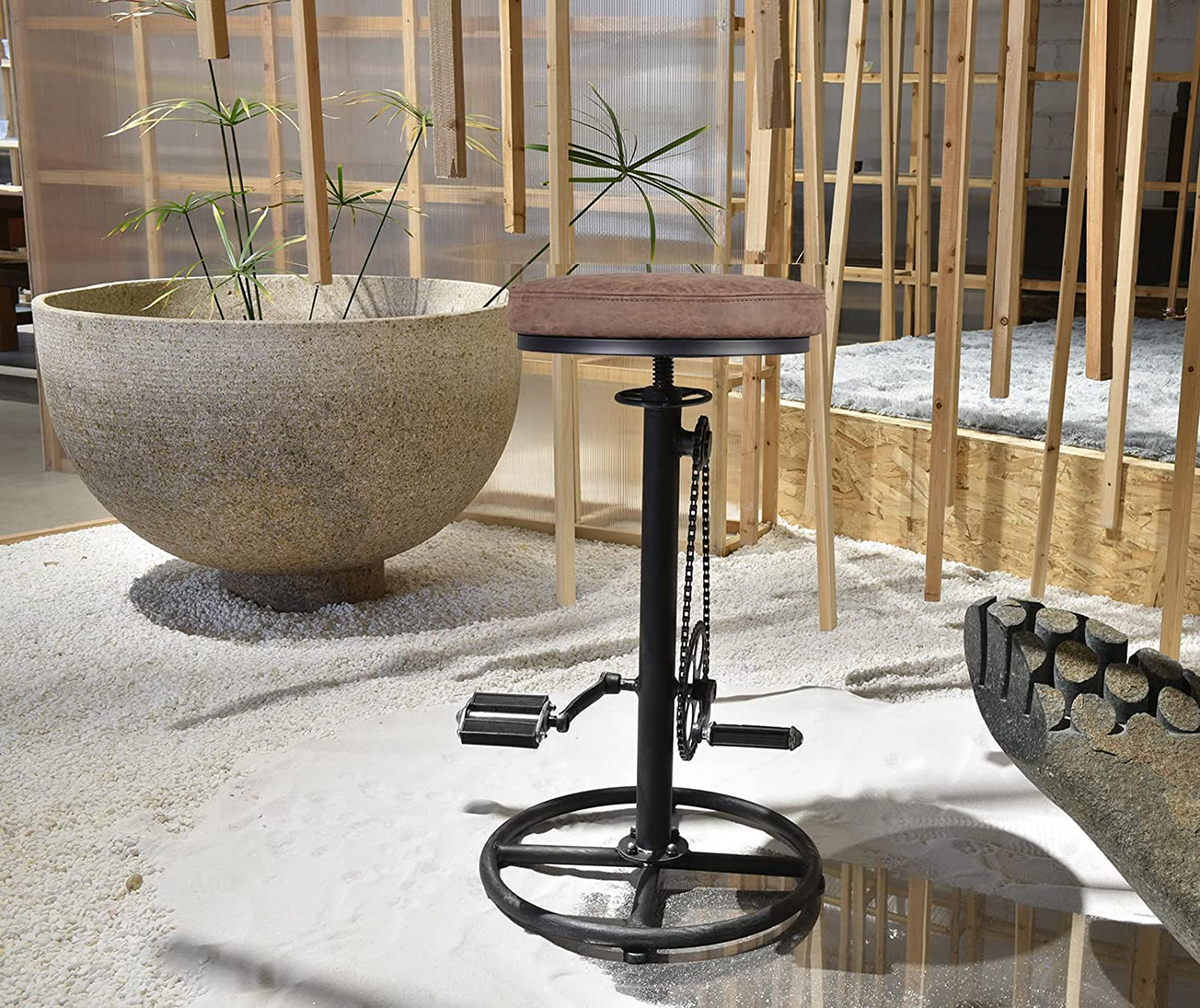 Williston Forge Rustic Swivel Adjustable Bike Stool-29-37" Kitchen ...